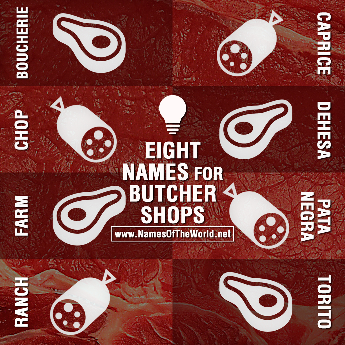 Eight names for butcher shops