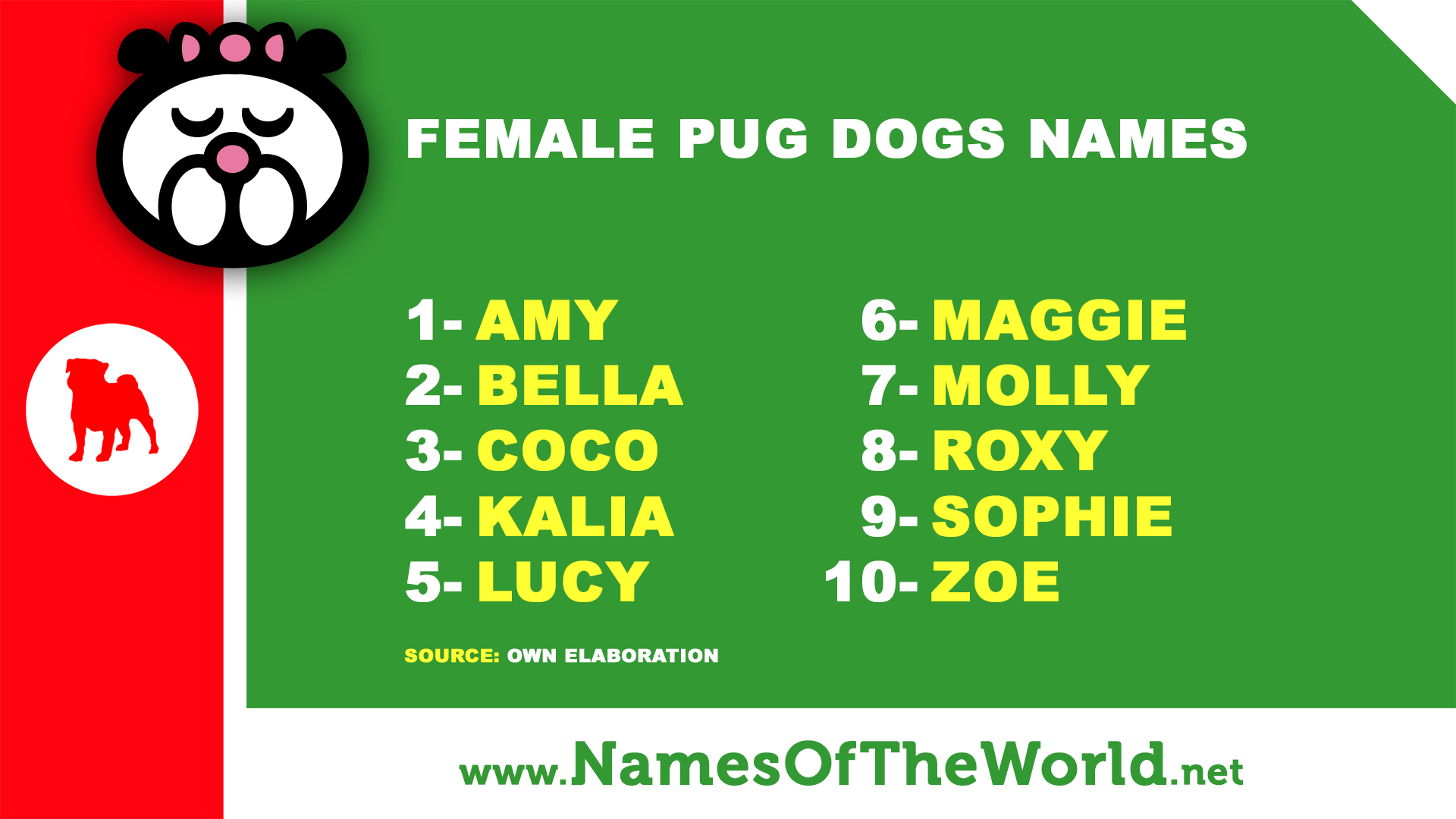 10 female carlinos pug dogs names